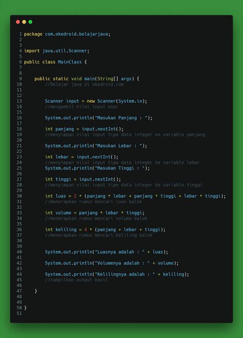 Contoh Jadwal Menghitung Luas Volume Dan Keliling Balok Di Java Belajar Java Dengan Mudah