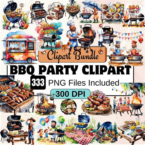 Bbq Party Clipartwatercolor Bbq Grill Clipart Png Bundlebarbecue Png
