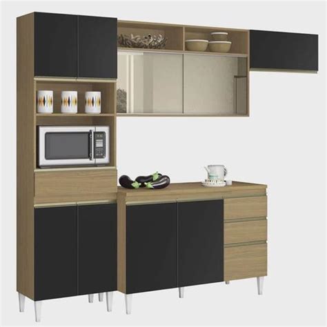 Cozinha Compacta Clara Com Vidro Preto Atacama M Veis Leartam