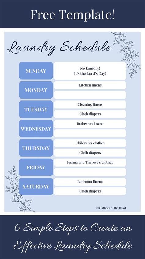 6 Simple Steps To Create An Effective Laundry Schedule With Free Template Laundry Schedule