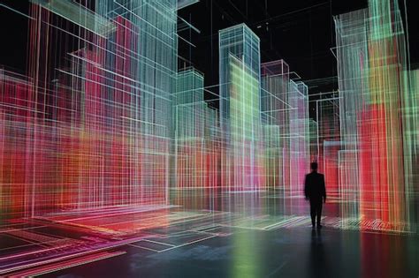 Matrix Of Digital Pulses And Radiant Lines Premium Ai Generated Image