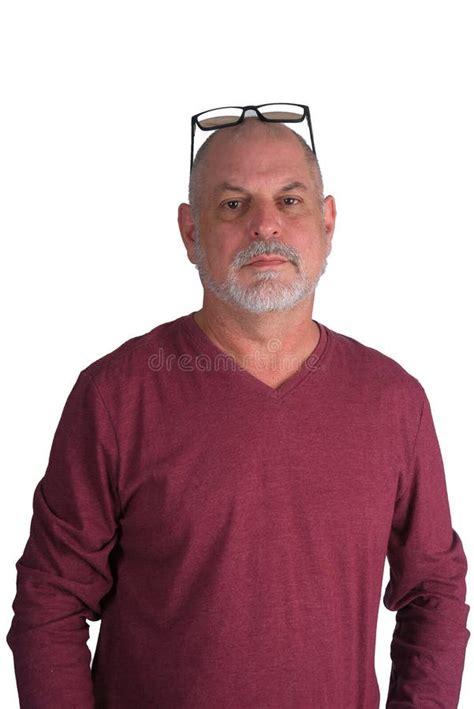 Bald Adult Man With White Beard Isolated On White Background Stock Image Image Of People