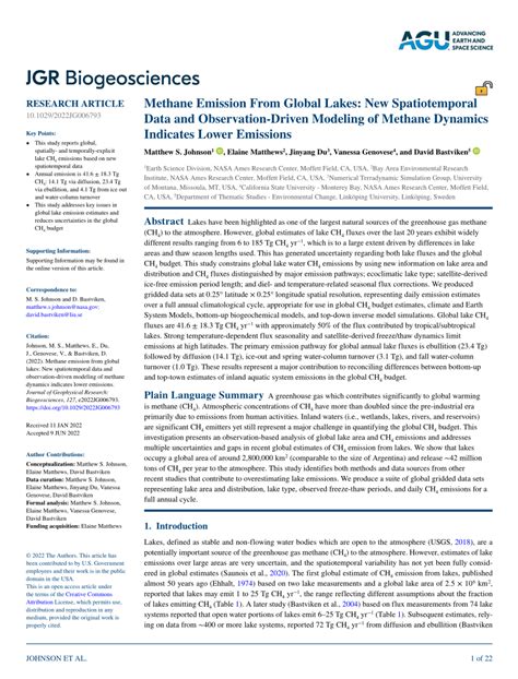 Pdf Methane Emission From Global Lakes New Spatiotemporal Data And Observation‐driven