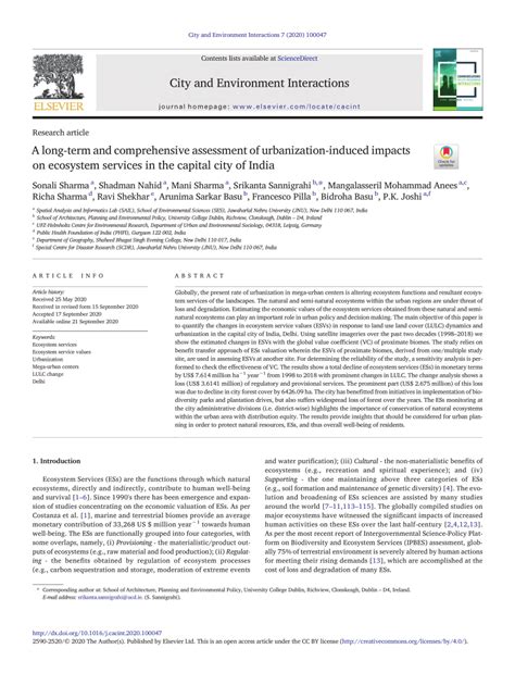 Pdf A Long Term And Comprehensive Assessment Of Urbanization Induced Impacts On Ecosystem