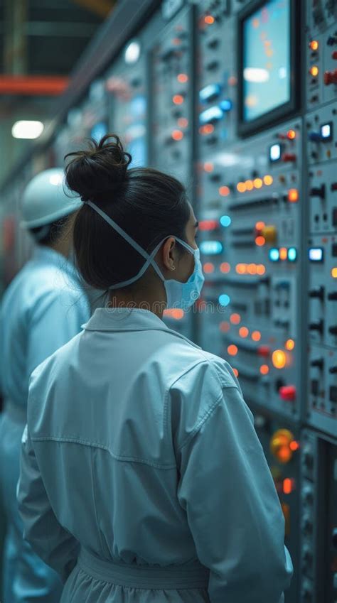 South Asian Nuclear Scientist Monitoring Reactor Operations â€“ Seen From Behind A South Asian