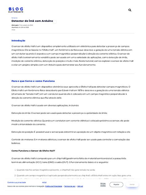 Detector De Ímã Com Arduino Pdf Magnetismo Campo Magnético