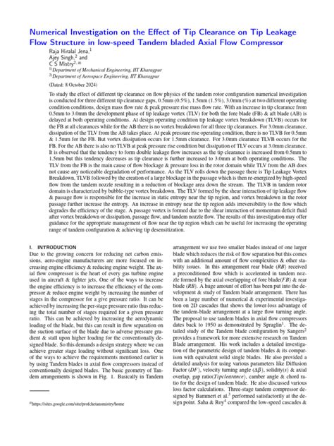 Research Paper Tip Leakage Flow Updated Pdf Vortices Turbine