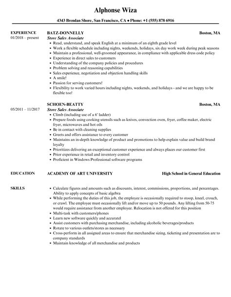 Store Sales Associate Resume Samples Velvet Jobs