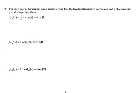 Solved 2 For Each Pair Of Functions Give A Characteristic Chegg Com