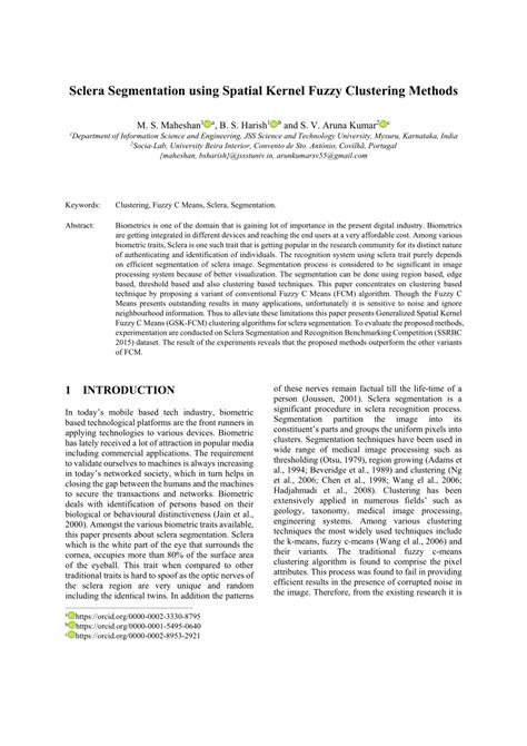 Pdf Sclera Segmentation Using Spatial Kernel Fuzzy Clustering Methods