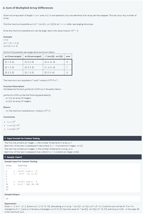 Sum Of Multiplied Array Difference