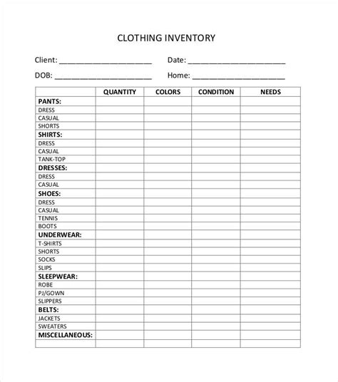 Inventory Sheet Templates 10 Free Printable Excel And Pdf Formats