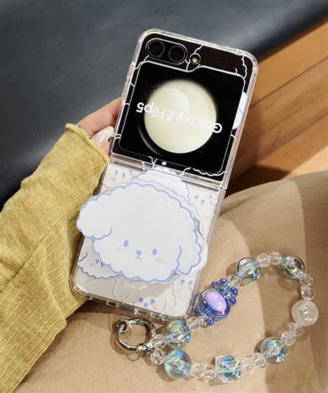 삼성 갤럭시 맥세이프 비숑 캐릭터 그립 핑거 톡 행온택 투명 태그 홀더 비즈 스트랩 Z플립6 Z플립5 Z플립4 제트플립6 제트플립5 제트플립4 지플립6 지플립5 하드 슬림