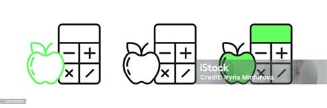 라인 칼로리 계산기 아이콘을 흰색 배경에 고립된 상태로 설정합니다 칼로리 계산 다이어트 체중 감량 부분 조절 건강한 식생활 식이 영양 벡터 0명에 대한 스톡 벡터 아트 및