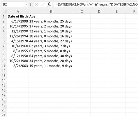 How To Convert Date Of Birth To Age In Excel With Examples