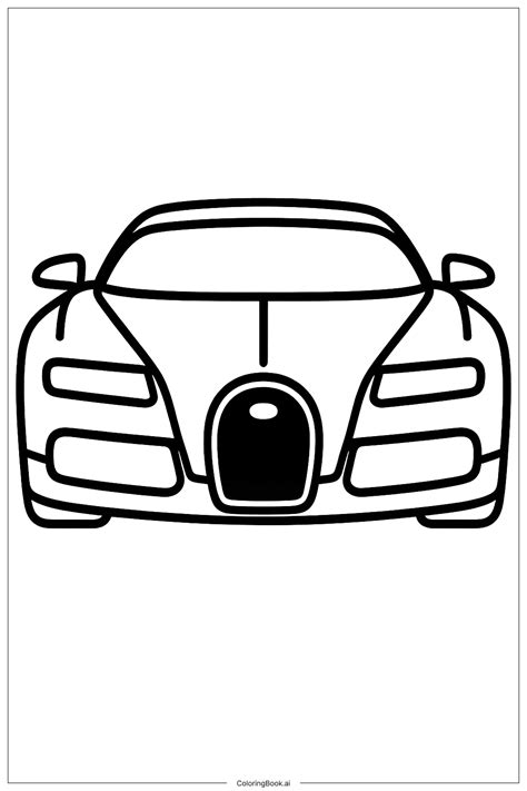 부가티 자동차 정면 색칠하기 페이지 무료 Pdfandpng 인쇄 가능