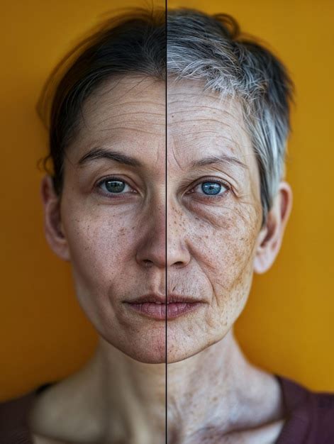 Split Face A Split Portrait Of A Woman With One Side Featuring Her With
