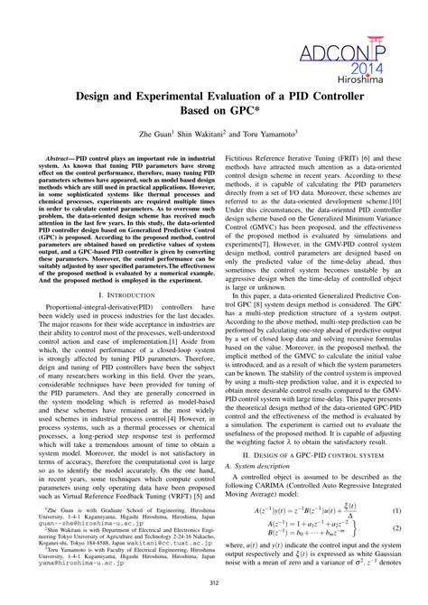 Pdf Design And Experimental Evaluation Of A Pid Controller Based On Gpc