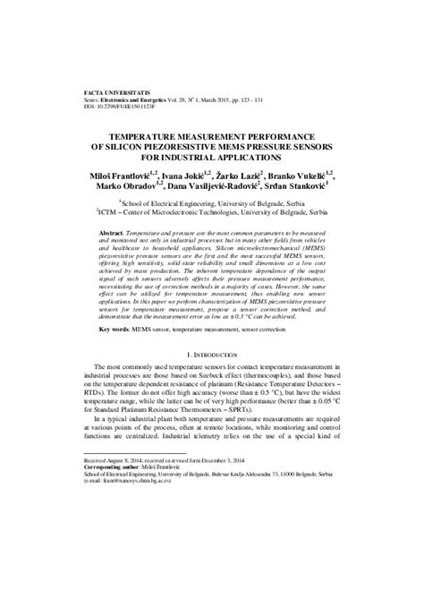 Pdf Temperature Measurement Performance Of Silicon Piezoresistive Mems Pressure Sensors For