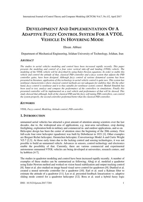Pdf Development And Implementation Of A Adaptive Fuzzy Control System