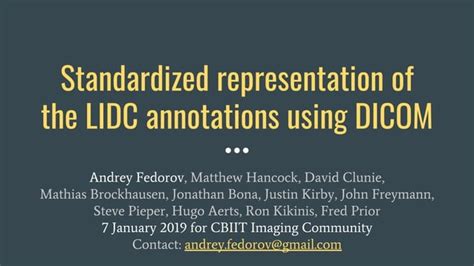 Standardized Representation Of The Lidc Annotations Using Dicom Pdf