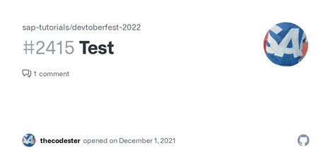 Test · Issue 2415 · Sap Tutorialsdevtoberfest 2022 · Github