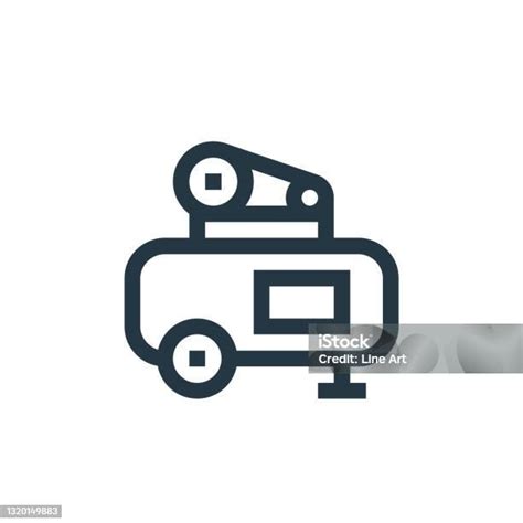 기계 개념에서 공기 압축기 아이콘 벡터 공기 압축기 편집 가능한 스트로크의 얇은 선 그림 웹 및 모바일 앱 로고 인쇄 미디어에 사용할 공기 압축기 선형 사인 0명에 대한