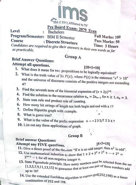 Ims 2nd Sem Pre Board 2023