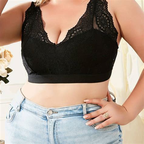 Plus Size Elegant Bra Womens Plus Contrast Lace Mini Bow Wireless Strapless Bandeau Bra Temu