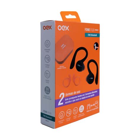 Fone De Ouvido Bluetoothe OEX Flex TWS21 Preto S Fio