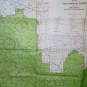 New Mexico Gila National Forest Map State Vintage Map 60s Car Park Road