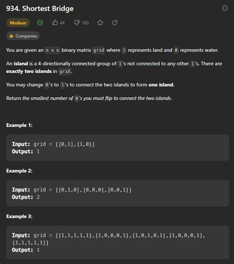 521 934 Shortest Bridge 엔지니어 게시판 Silicon Valley Koreans