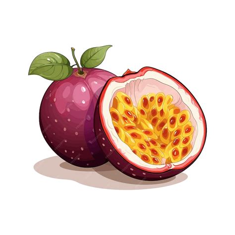 Premium Vector Hand Drawn Passion Fruit Vector Cartoon Isolated White