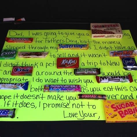 Fathers Day Candy Card Great For Our Candy Lover Message For Dad