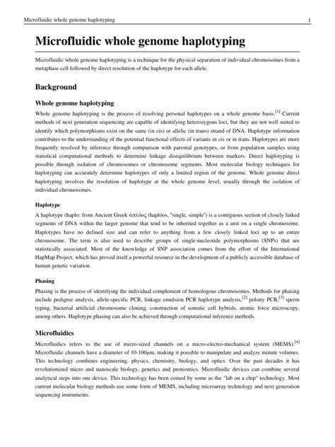 Microfluidic Whole Genome Haplotyping Background Pdf Haplotype
