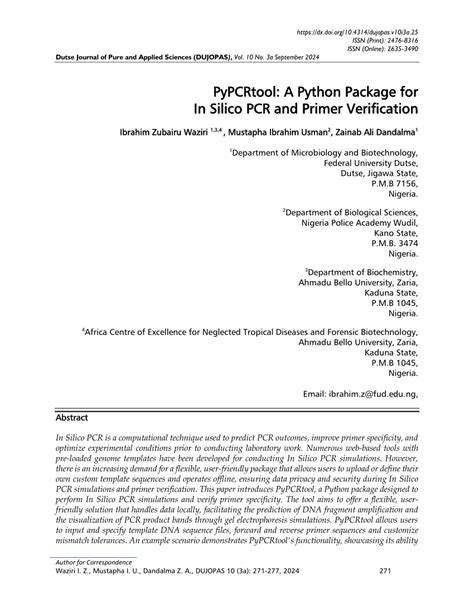 Pdf Pypcrtool A Python Package For In Silico Pcr And Primer Verification