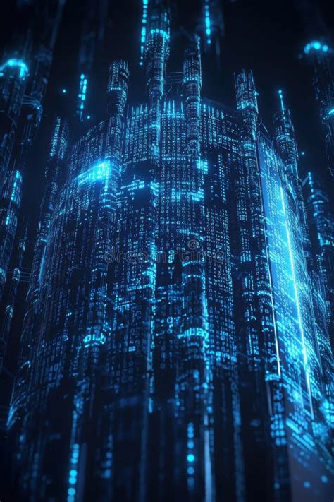Digital Fortress With Binary Code Representing Advanced Cybersecurity