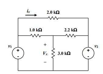 Solved If V1 16V And V2 12V Determine Vx And Ix Using Nodal Chegg Com