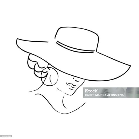 초상화 모자를 쓴 소녀의 머리 미니멀리스트 아트 뷰티 살롱을위한 로고 디자인 여성 얼굴 벡터 일러스트 레이 션 라인 아트 건강한 생활방식에 대한 스톡 벡터 아트 및 기타