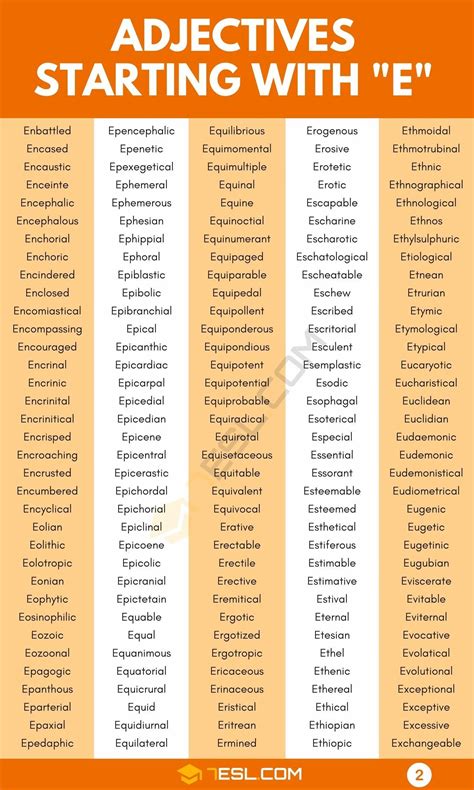 Adjectives That Start With E Essay Writing Skills English Writing