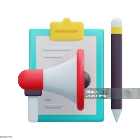 3d 메가폰 및 클립보드 아이콘 벡터 소셜 미디어 및 네트워크에서 홍보를 발표하기위한 확성기 3d 콘텐츠 마케팅 개념입니다 흰색 배경에 격리 3d 아이콘 벡터 렌더링