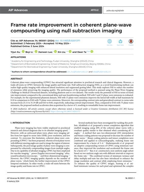 Pdf Frame Rate Improvement In Coherent Plane Wave Compounding Using Null Subtraction Imaging