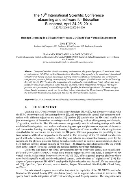 pdf blended learning in a mixed reality based 3d multi user virtual