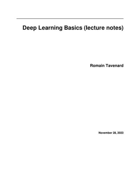 Deep Learning Basics Lecture Notespdf
