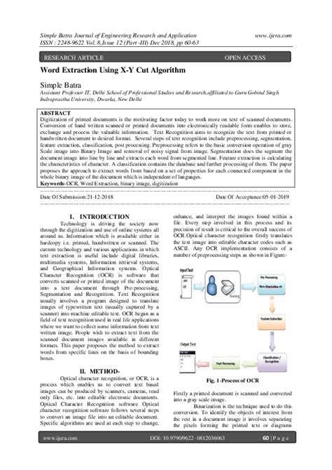 Pdf Word Extraction Using X Y Cut Algorithm Simple Batra