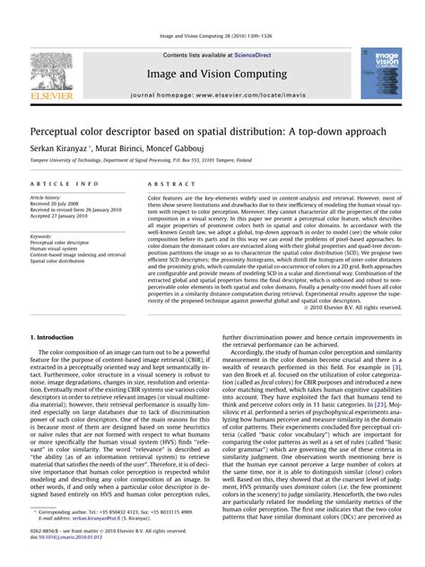 Pdf Perceptual Color Descriptor Based On Spatial Distribution A Top