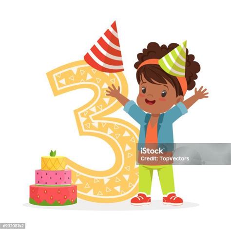 화려한 만화 캐릭터 벡터 일러스트 레이 션 그녀의 생일을 축 하 하 귀여운 3 세 소녀 2015년에 대한 스톡 벡터 아트 및 기타 이미지 2015년 검은색 귀여운