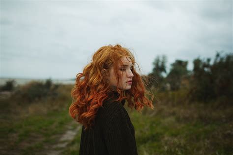 Freckles Sweater Wavy Hair Pale Hair In Face Women Outdoors