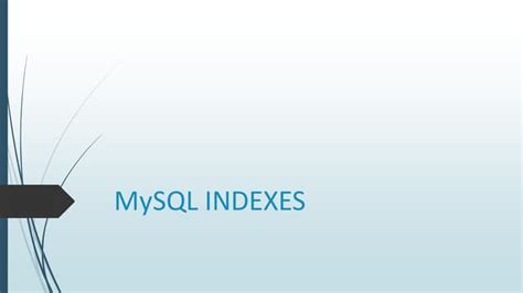 Mysql Indexes Ppt