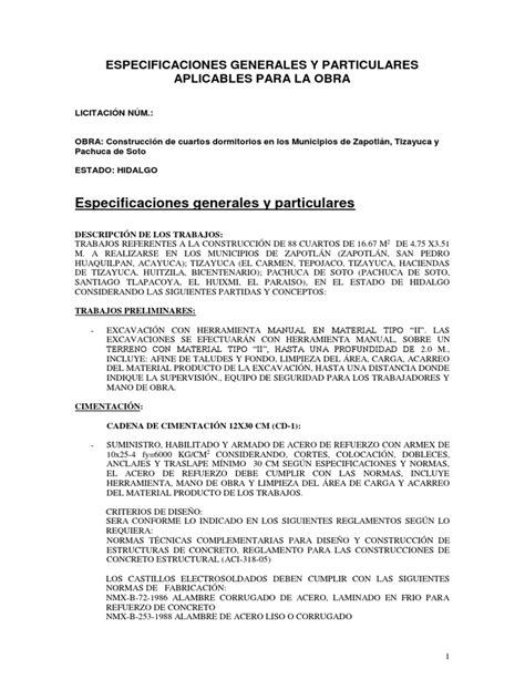 Esp Grales Y Part Cuartos Dormitorios Pdf Hormigón Acero